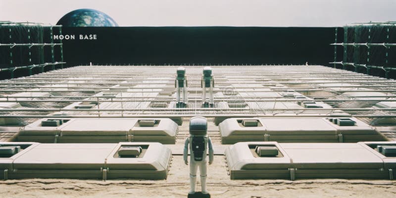 Exploration of a Futuristic Moon Base with Astronauts and Earth in the ...