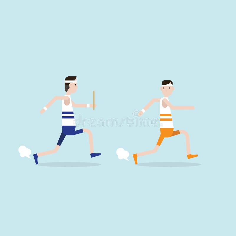 Two Athletes are Performing a Relay Race Stock Vector - Illustration of ...