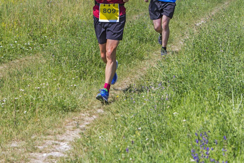 Two Athletes Running Marathon Stock Photo - Image of exercise, athletes ...