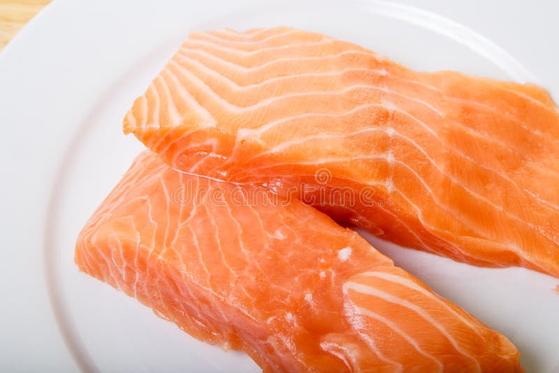 Two Atlantic Salmon Fillets Closeup Stock Image - Image of white ...