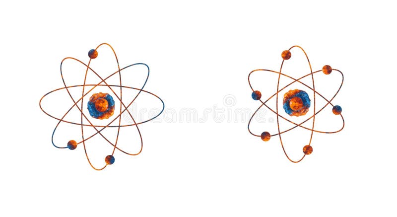 Two Atomic Models with a Modern Artistic Style Stock Photo ...