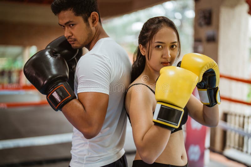 Attractive Boxer Woman in Low Angle View Stock Photo - Image of ...