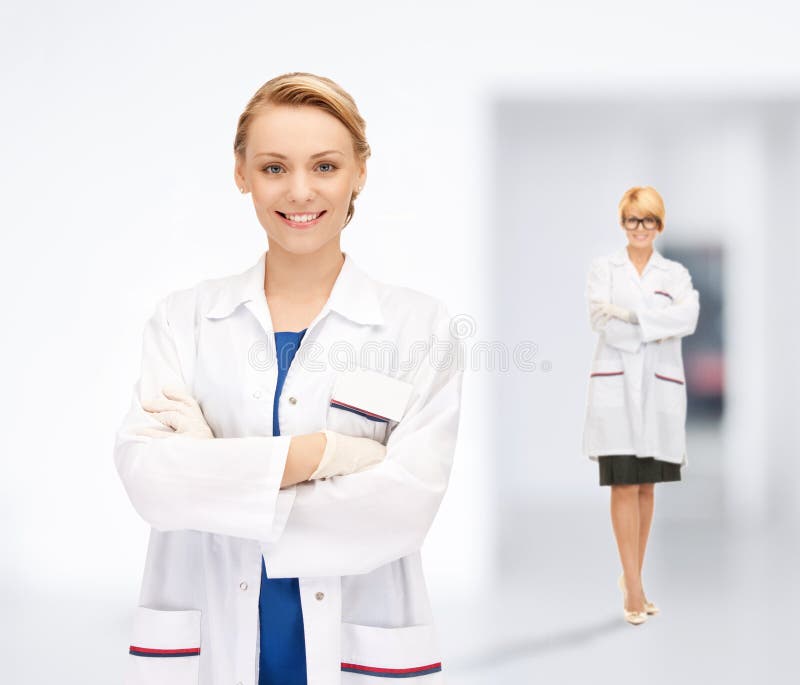 Two Attractive Female Doctors Stock Image - Image of happy, laboratory ...
