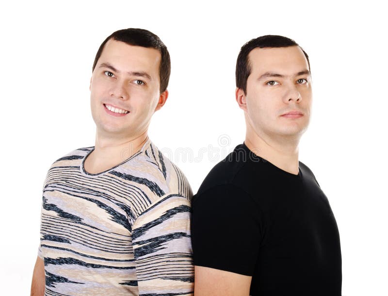 Two Attractive Positive Smiling Young Men Twins Isolated Stock Photo ...