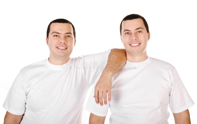Two Attractive Positive Smiling Young Men Twins Isolated Stock Photo ...