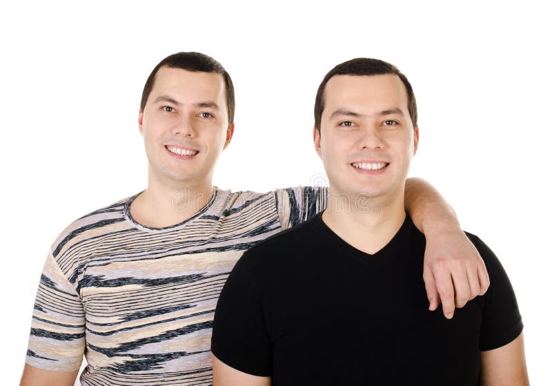 Two Attractive Positive Smiling Young Men Twins Isolated Stock Photo ...