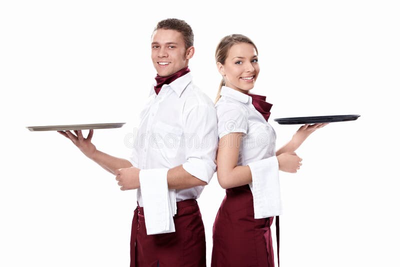 Waiter and waitress stock image. Image of plate, background - 34305845