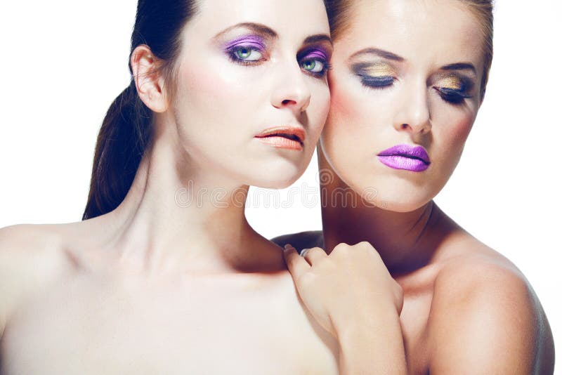 Two Attractive Young Women with Beautiful Makeup. Stock Image - Image ...