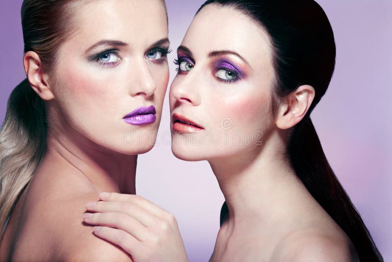 Two Attractive Young Women with Beautiful Makeup. Stock Photo - Image ...