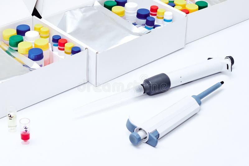 Two Automatic Color Dispenser for Pipetting. Stock Photo - Image of ...