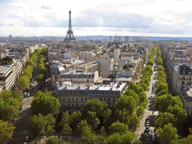 Two Avenues and the Eiffel Tower Paris Stock Photo - Image of tower ...