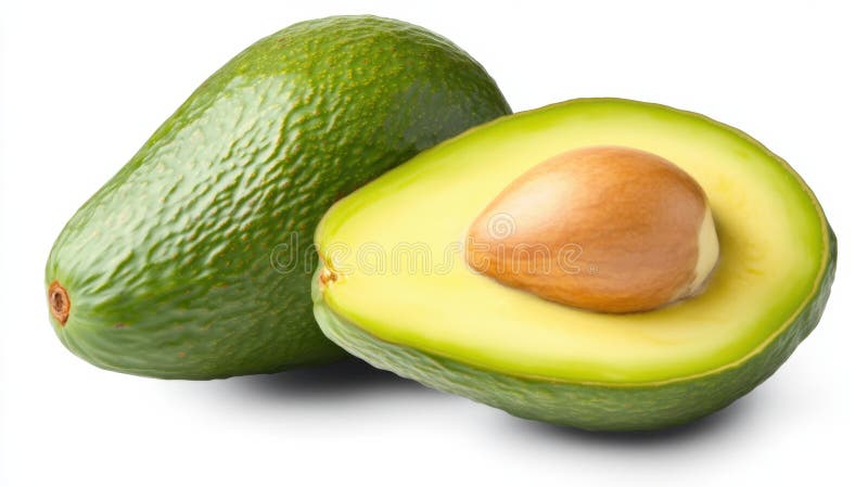 Two Avocados are Cut in Half and One Has a Seed, AI Stock Image - Image ...