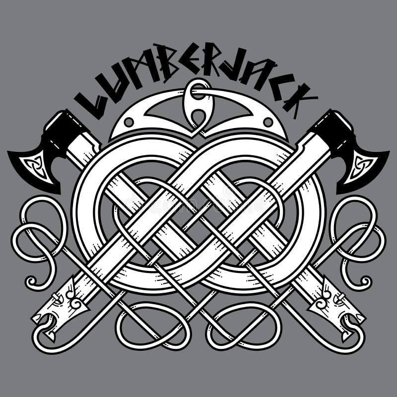 Two axes in Celtic style. stock vector. Illustration of doubleexposure ...