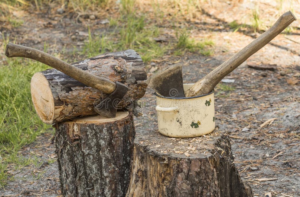 Two axes stock image. Image of helve, couple, pechora - 34536343