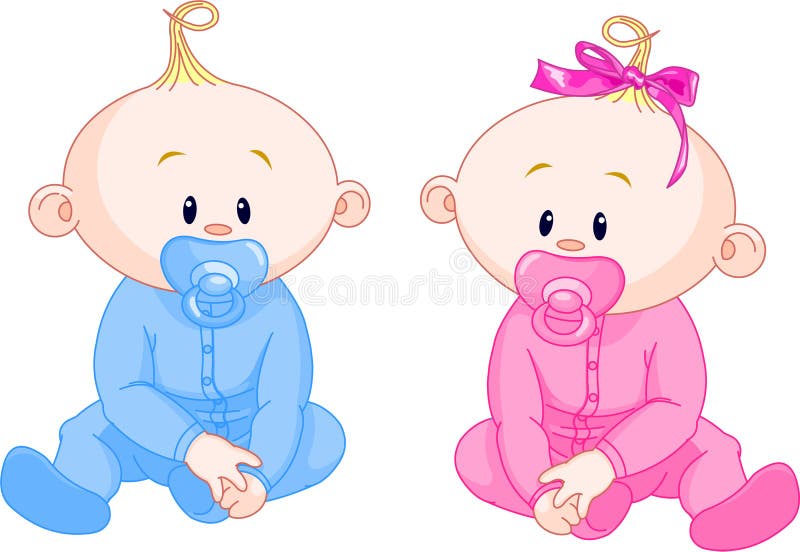Two Babies stock vector. Illustration of caucasian, pacifier - 14268924