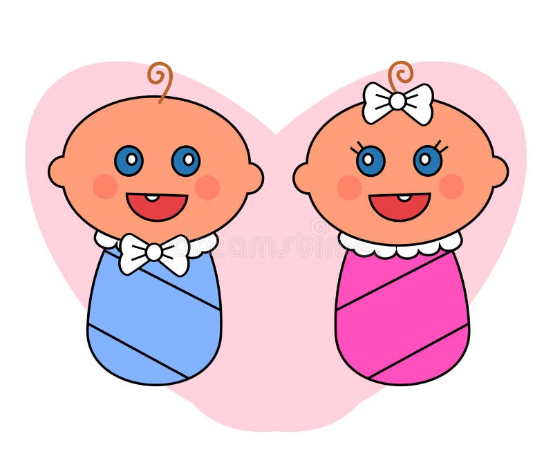 Two Happy Babies on a Blue Background. Twin Boys Stock Vector ...