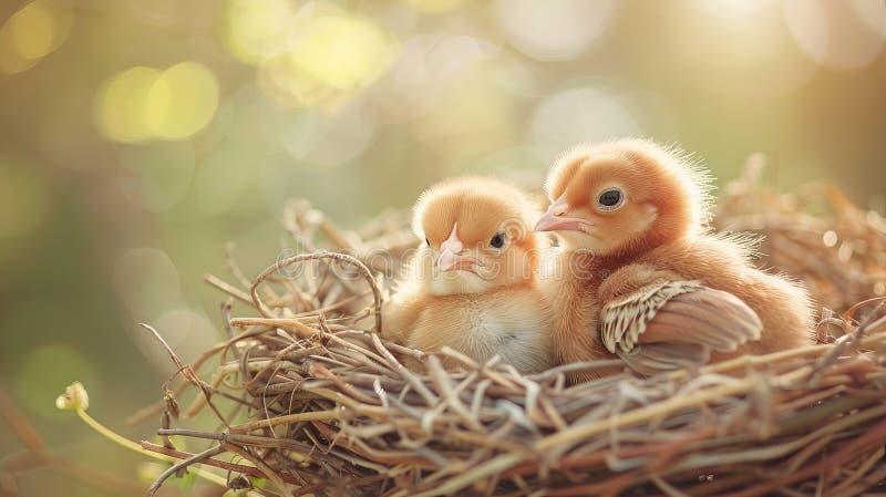 Two baby chicks in a nest stock image. Image of aerie - 313557303