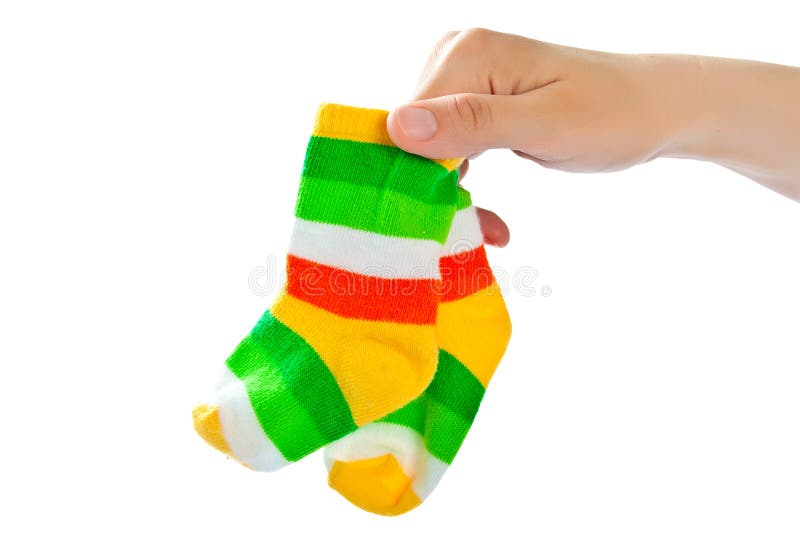 Two Baby Socks in Woman S Hand. Stock Image - Image of cozy, pair: 24322565