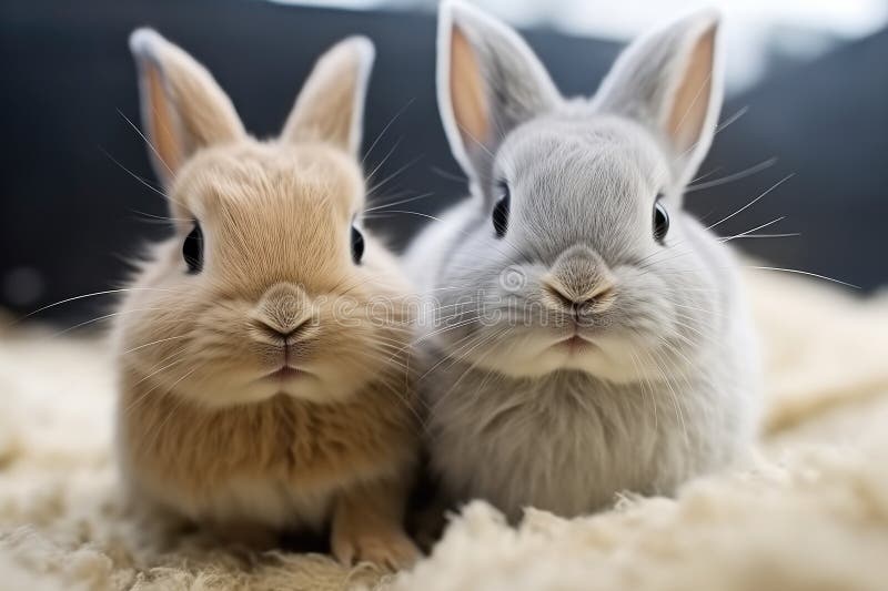 Two Baby Wild Rabbits, Cute Stock Illustration - Illustration of young ...