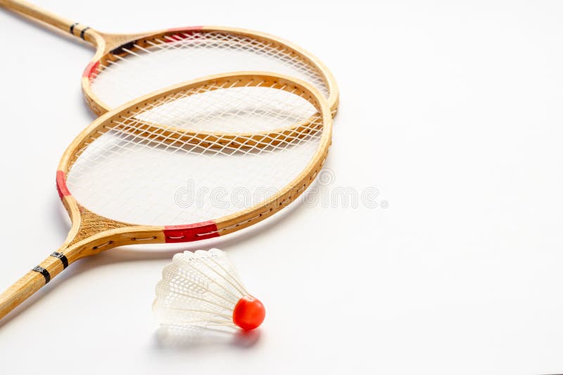 Two Badminton Rackets and Shuttlecock Close Up Stock Image - Image of ...