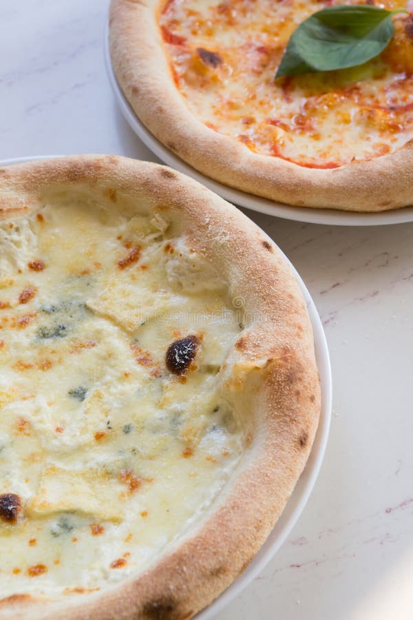 Two Baked Pizzas Ready for Lunch on a Table Stock Image - Image of ...