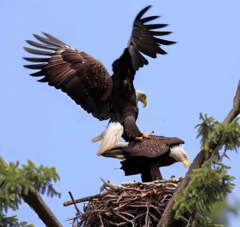 Bald Eagles in Flight Generative AI Stock Illustration - Illustration of wings, illustrated ...