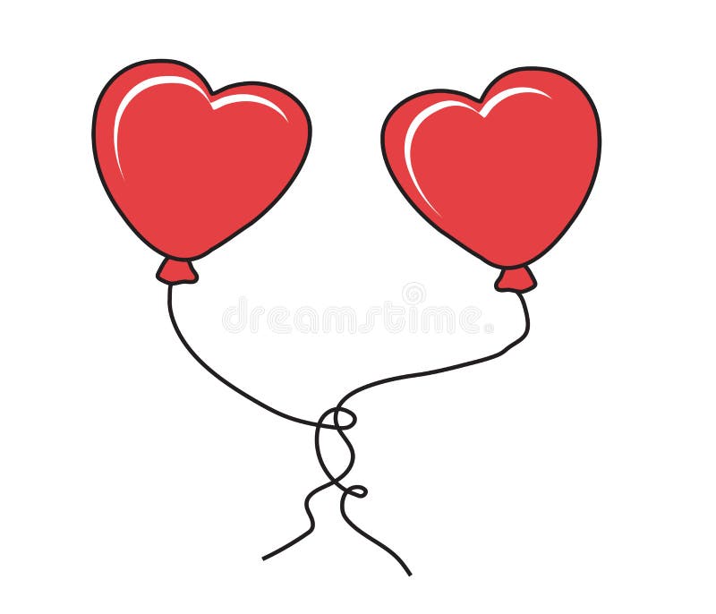 Two Balloons in the Shape of a Heart on a White Background. Stock ...