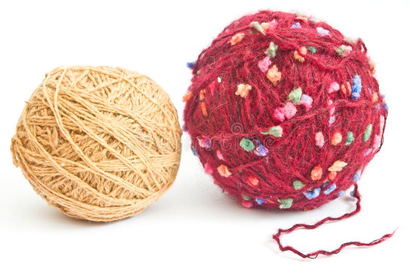 Two balls of wool stock photo. Image of maroon, textile - 23995554