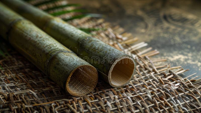 Two Bamboo Stems on a Textured Surface Stock Image - Image of fiber ...