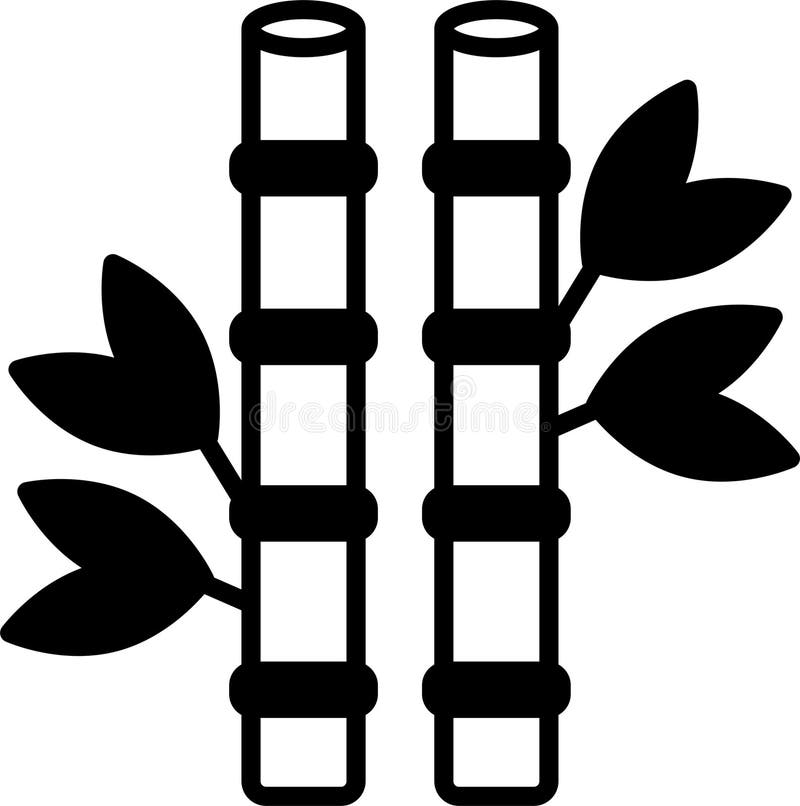 Two Bamboo Sticks with Leaves on Them Stock Vector - Illustration of ...