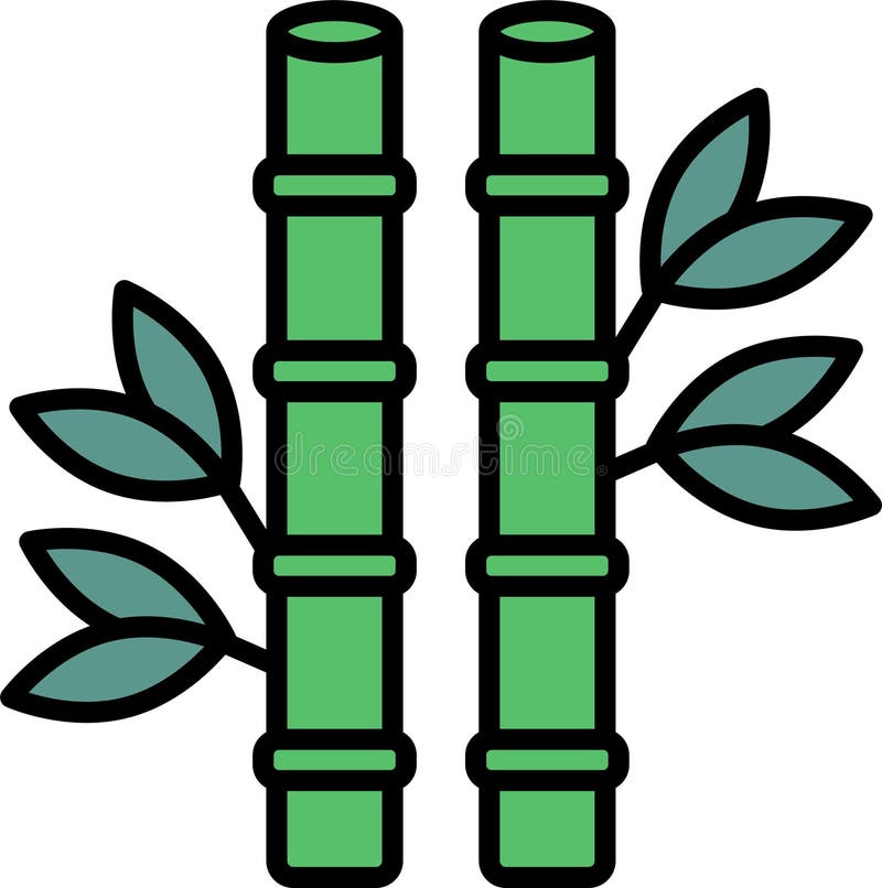 Two Bamboo Sticks with Leaves on Them Stock Vector - Illustration of ...