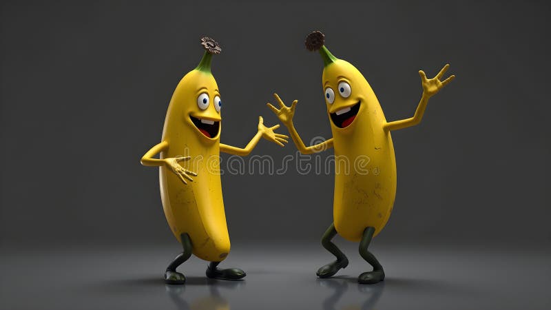 Two Bananas are Dancing and Smiling Stock Illustration - Illustration ...