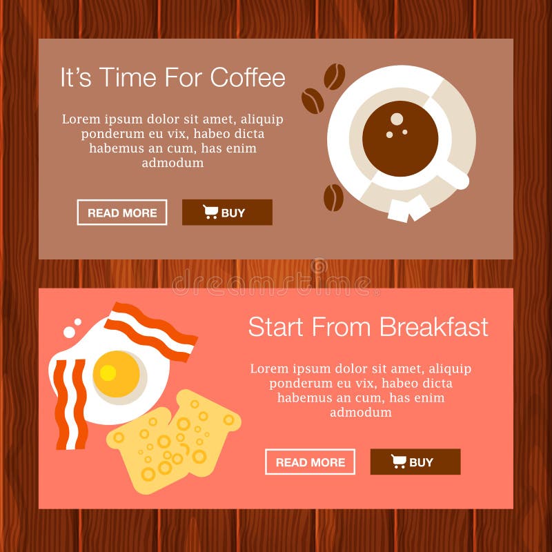 Two Banners for Breakfast Advertisement Stock Vector - Illustration of ...