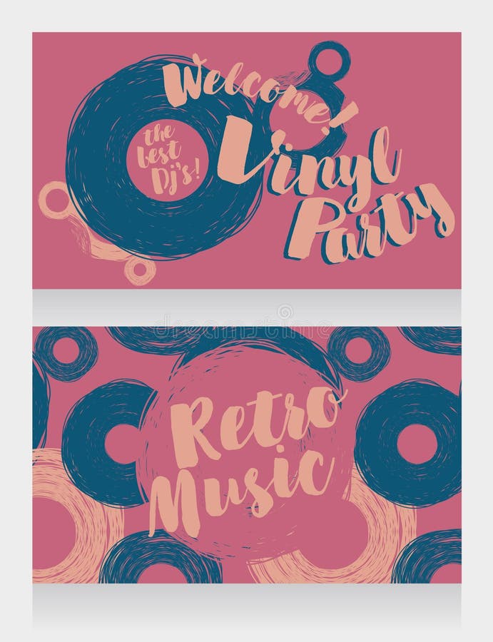 Two Banners for Retro Vinyl Party Stock Vector - Illustration of night ...