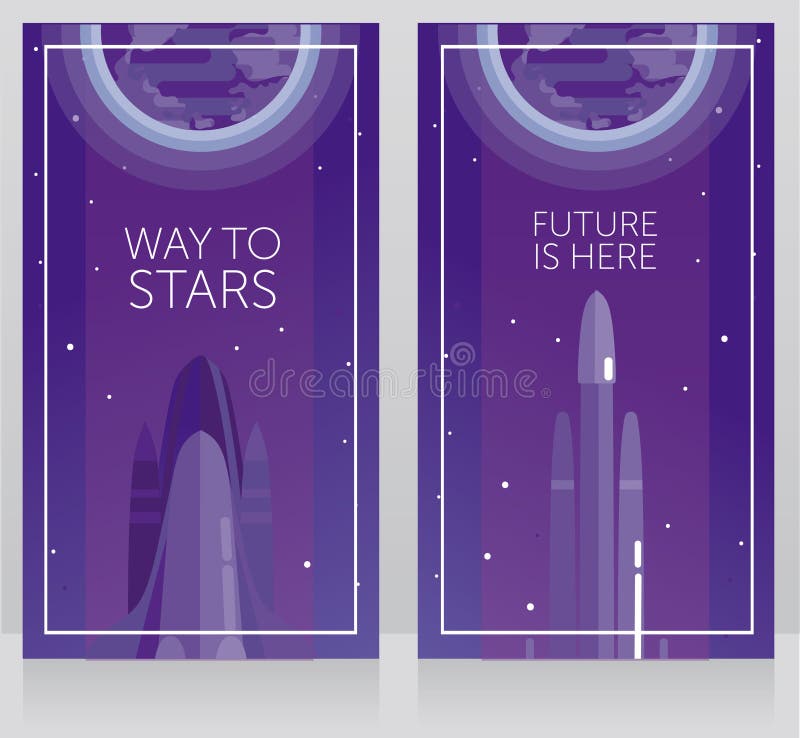Two Banners for Space Travels with Space Shuttle and Falcon Heavy Stock ...