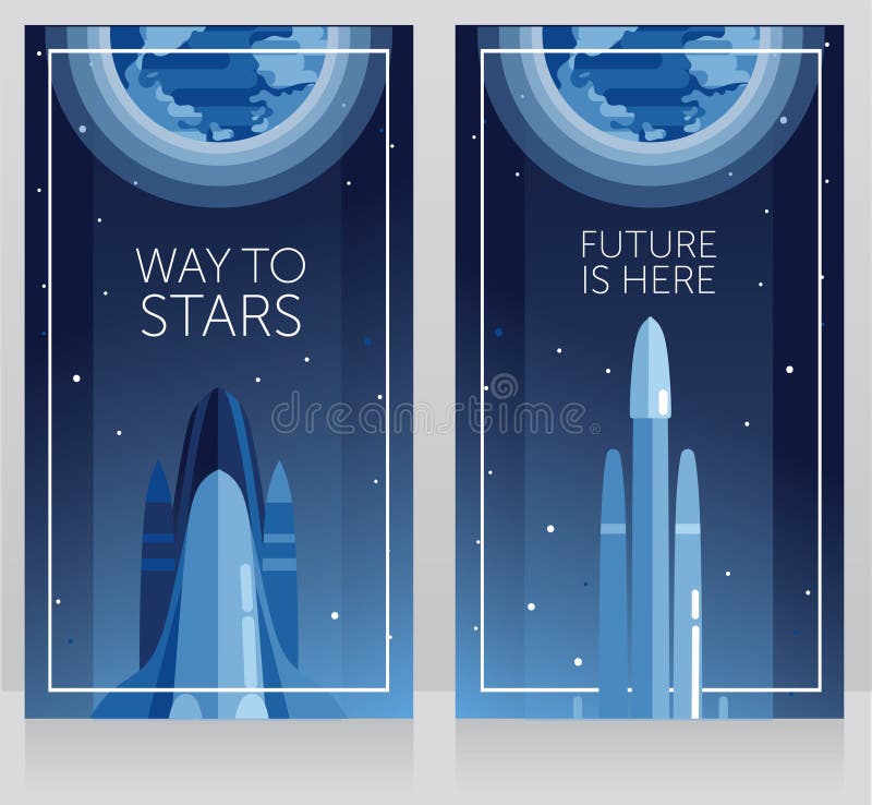 Two Banners for Space Travels with Space Shuttle and Falcon Heavy Stock ...
