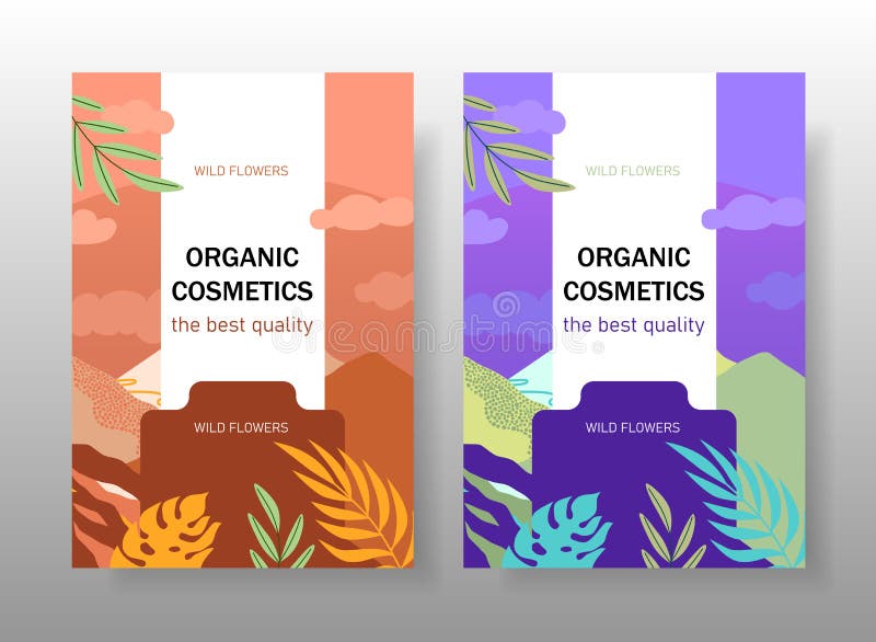 Two Banners with Tropical Leaves for Packaging Cosmetics. Stock Vector ...