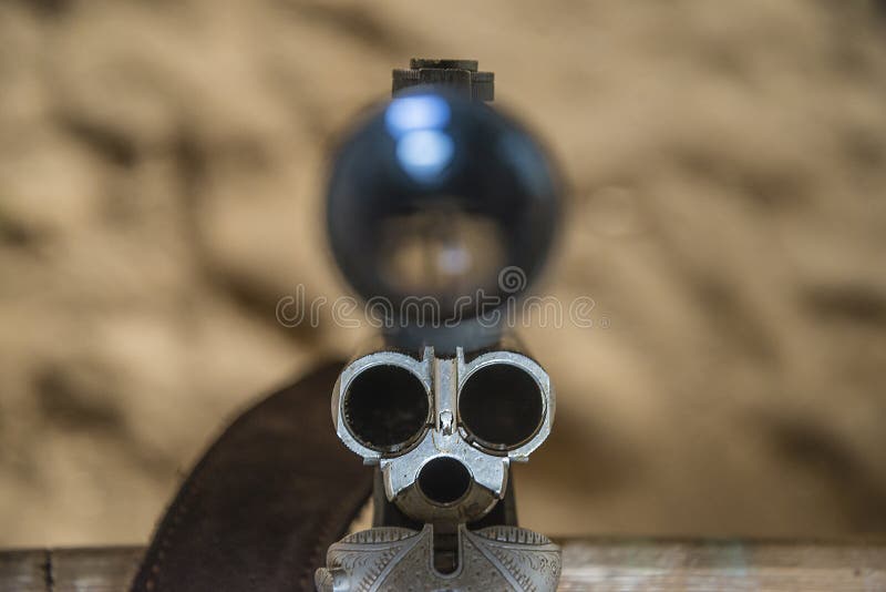 Two Barrels Rifle with Optical Sight Stock Image - Image of shooting ...
