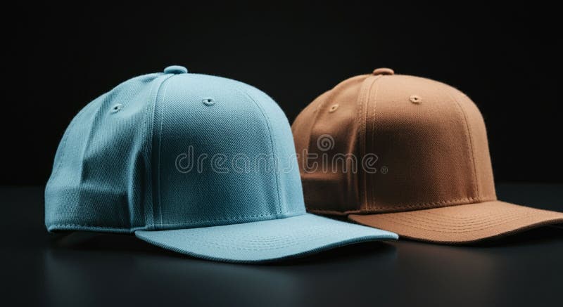 Two Baseball Caps Placed Side by Side on a Dark Surface. the Cap on the ...