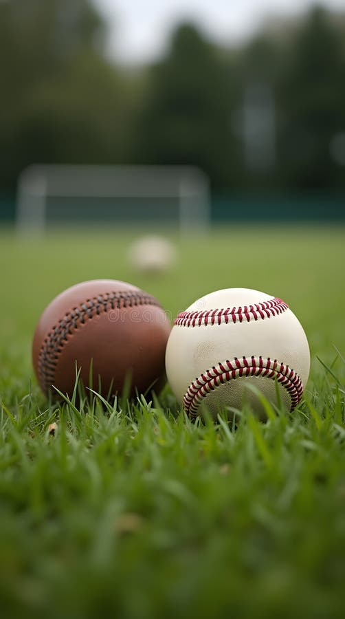 Two Baseballs on Grass stock illustration. Illustration of recreation ...