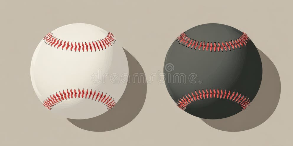 Two Baseballs, One White and One Black, Sit Next To Each Other Stock ...
