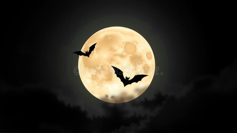 Halloween Background with Bats Flying in Front of a Full Moon. AI ...