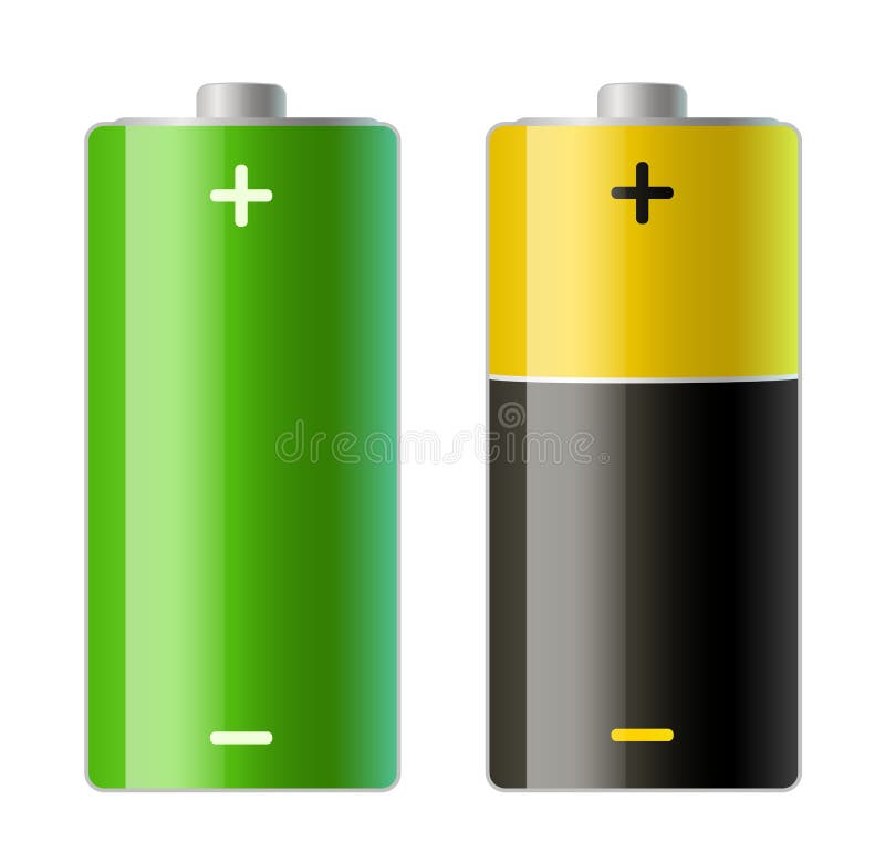 Two batteries icons stock vector. Illustration of electricity - 23045589