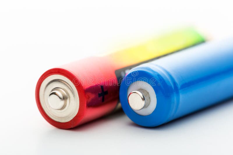 Two Batteries on a White Background Stock Image - Image of electronics ...