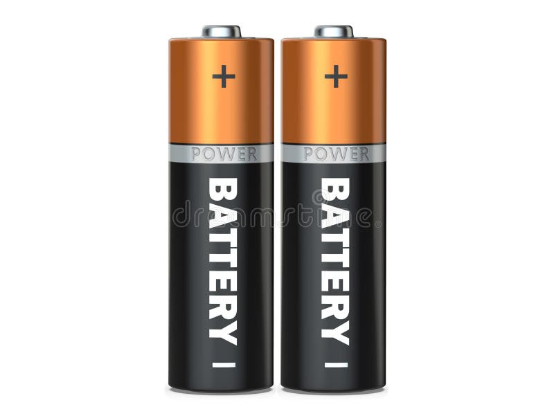 Two Batteries on a White Background on White, 3D Rende Stock ...