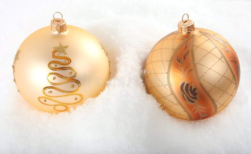 Two baubles in snow stock photo. Image of decorate, ornamental - 7000938