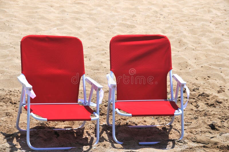 Two Beach Chairs On The Sand Stock Image - Image of sand, over: 24918907