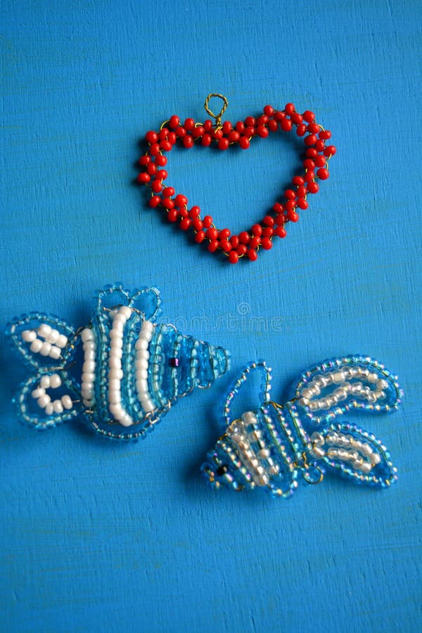 Two Beads Fish and Red Heart Art Stock Image - Image of heart, decor ...