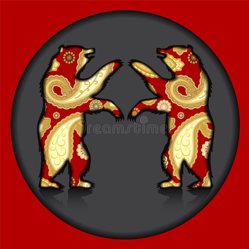 Two Bear Silhouette on the Grey Background. Illustration Stock ...