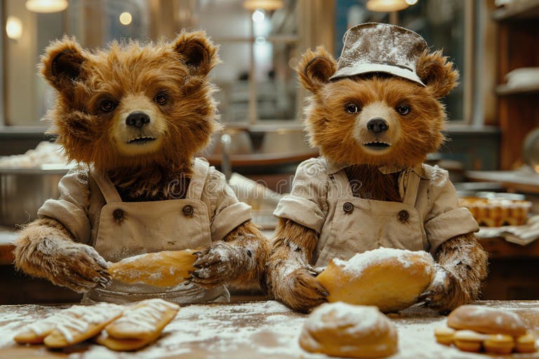 Two Bears in a Bakery stock illustration. Illustration of flour - 334520881